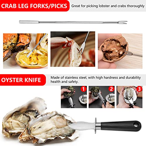 Seafood Tools Set Includes 4 Crab Crackers 6 Seafood Fork 6 Lobster Crackers 1 Seafood Scissors 1 Oyster Knife 1 Shrimp Cleaning Tool-Nutcracker Set(19 Piece )