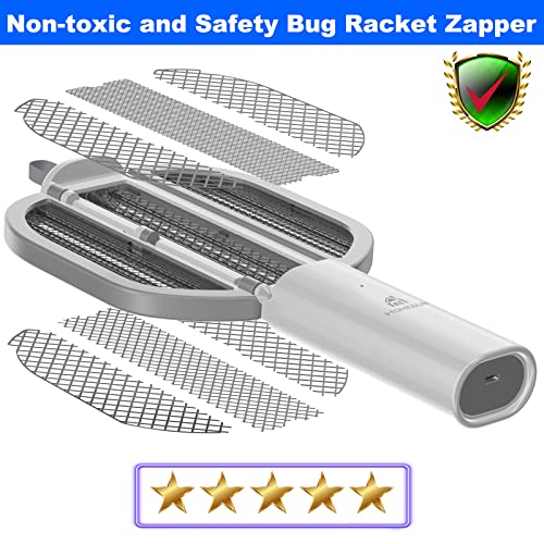 Electric Fly Swatter for Outdoor Indoor, Homesuit 2 in 1 Rechargeable Bug Zapper and Fly Zapper Racket, Powerful 4000V Mosquito Killer & Fly Zapper with 3-Layer Safety Mesh for Home, Travel, Patio