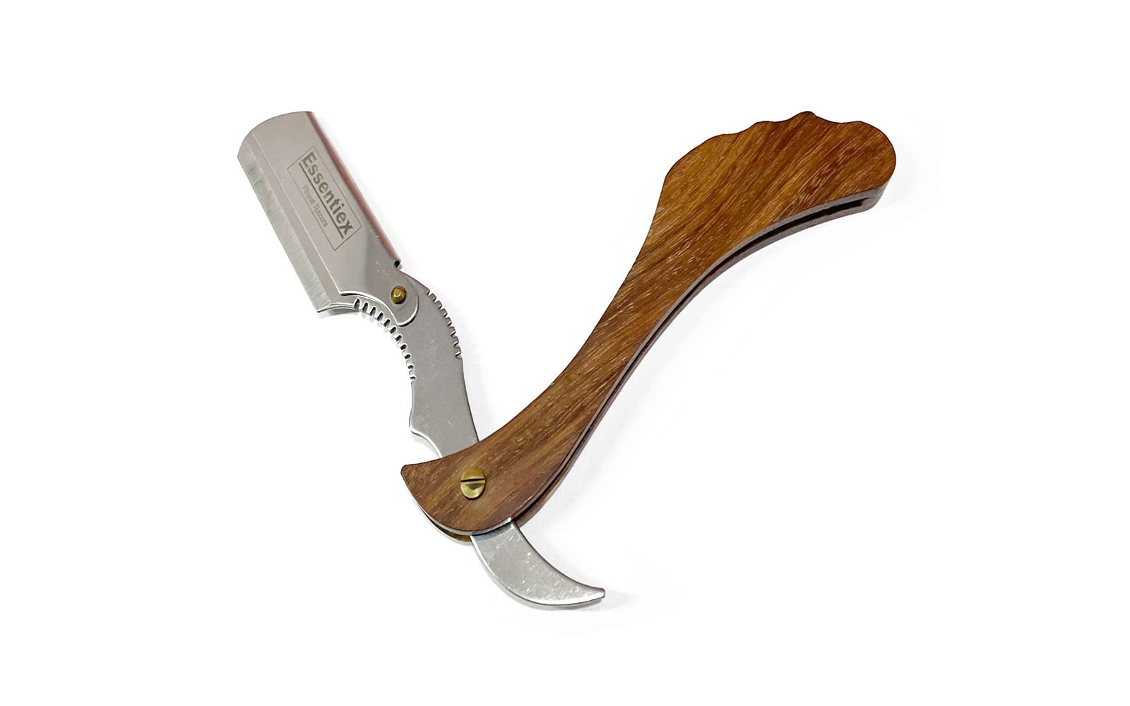 EssentieX Barber Stright Edge Razor For Men Stainless Steel Wood Handle With 25 Half Blades