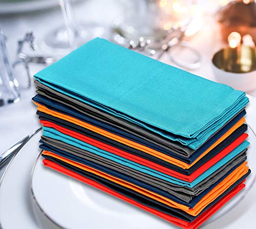 Ruvanti Cloth Napkins Set of 12, 18x18 Inches Napkins Cloth Washable, Soft, Durable, Absorbent, Cotton Blend. Table Dinner Napkins Cloth for Hotel, Lunch, Restaurant, Weddings, Parties - Multi Color