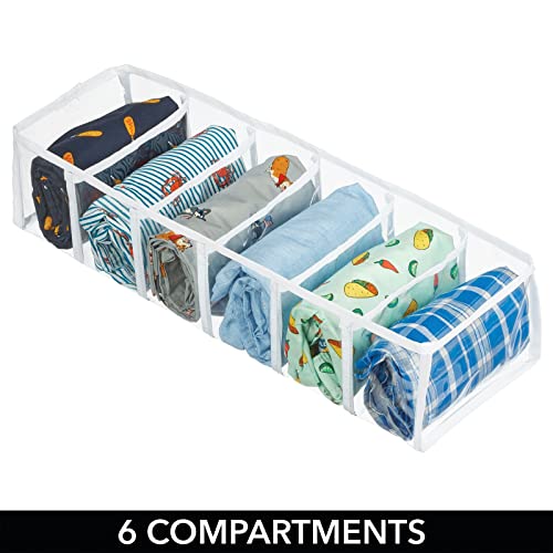 mDesign Rectangular Plastic Dresser Drawer Divider and Closet Storage Organizers for Lingerie, Bras, Socks, Underwear, Tights, Leggings, Scarves, Ties, Set of 3 - Clear/White