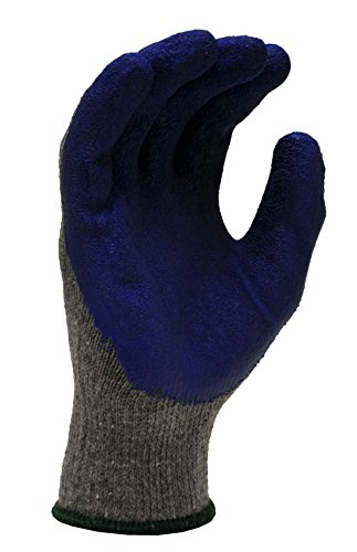 G & F 1511L-DZ Rubber Latex Coated Work Gloves for Construction, Blue, Crinkle Pattern, Men's Large (Sold by dozen, 12 Pairs)