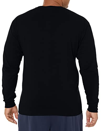 Champion Men's Classic Long Sleeve Tee, Black Small Script, X-Large