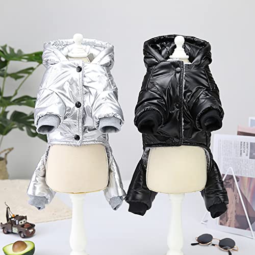 Izefia Dog Coat Windproof Jacket Cold Weather Coat 4 Legs Warm Dog Jumpsuit Winter Thick Clothes Snow Proof Coat Cotton Dog Coat for Small Dog Medium Cat Silver XL