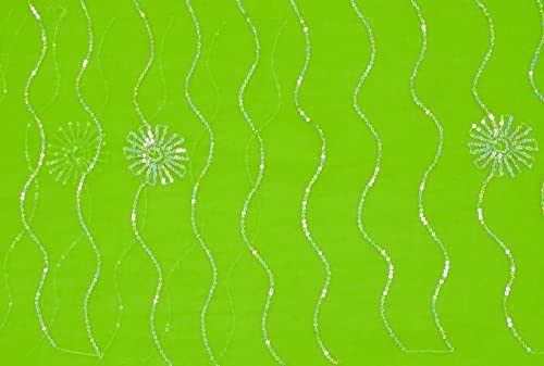 Peegli Indian Vintage Green Cloth Georgette Chiffon DIY Craft Fabric Dress Material Sequins Work Textile