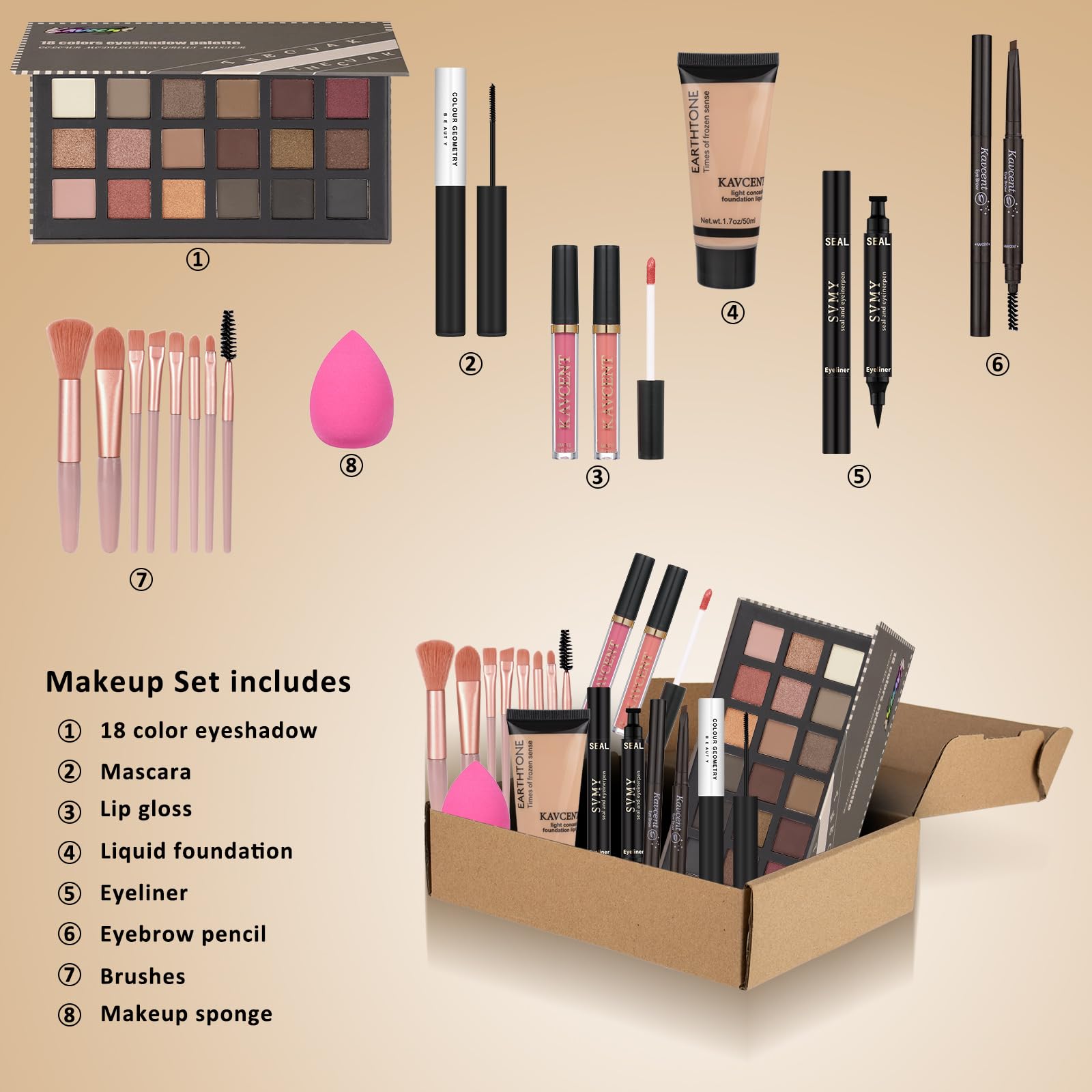 Makeup Kit Eyeshadow Palette for Women Full Gift Kit Girl Kids 49 Colors Makeup Set Combination Eyeshadow Palette with 12pcs Makeup Brushes