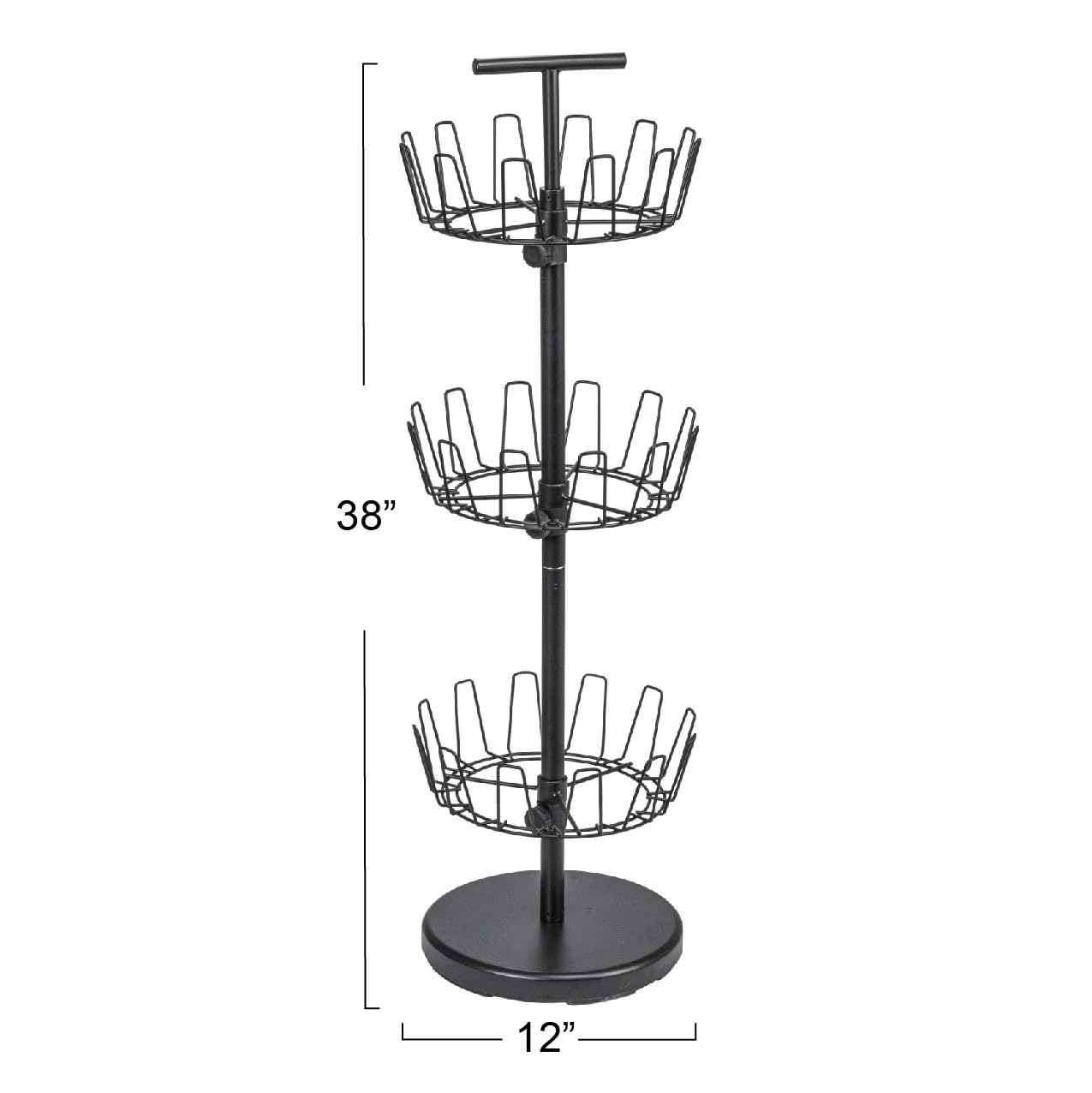 Household Essentials 3-Tier Shoe Storage Tree, Matte Black