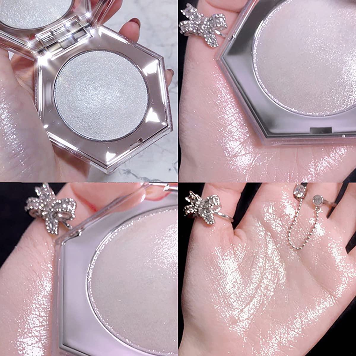 Fenty highlighter Makeup Palette Glitter for Face Body Cheek, Diamond Shimmer Highlighter, Smooth Glitter Sparkles with Highlight Brush, Nose Eye Contour Palettes Glow Illuminator makeup highlighter