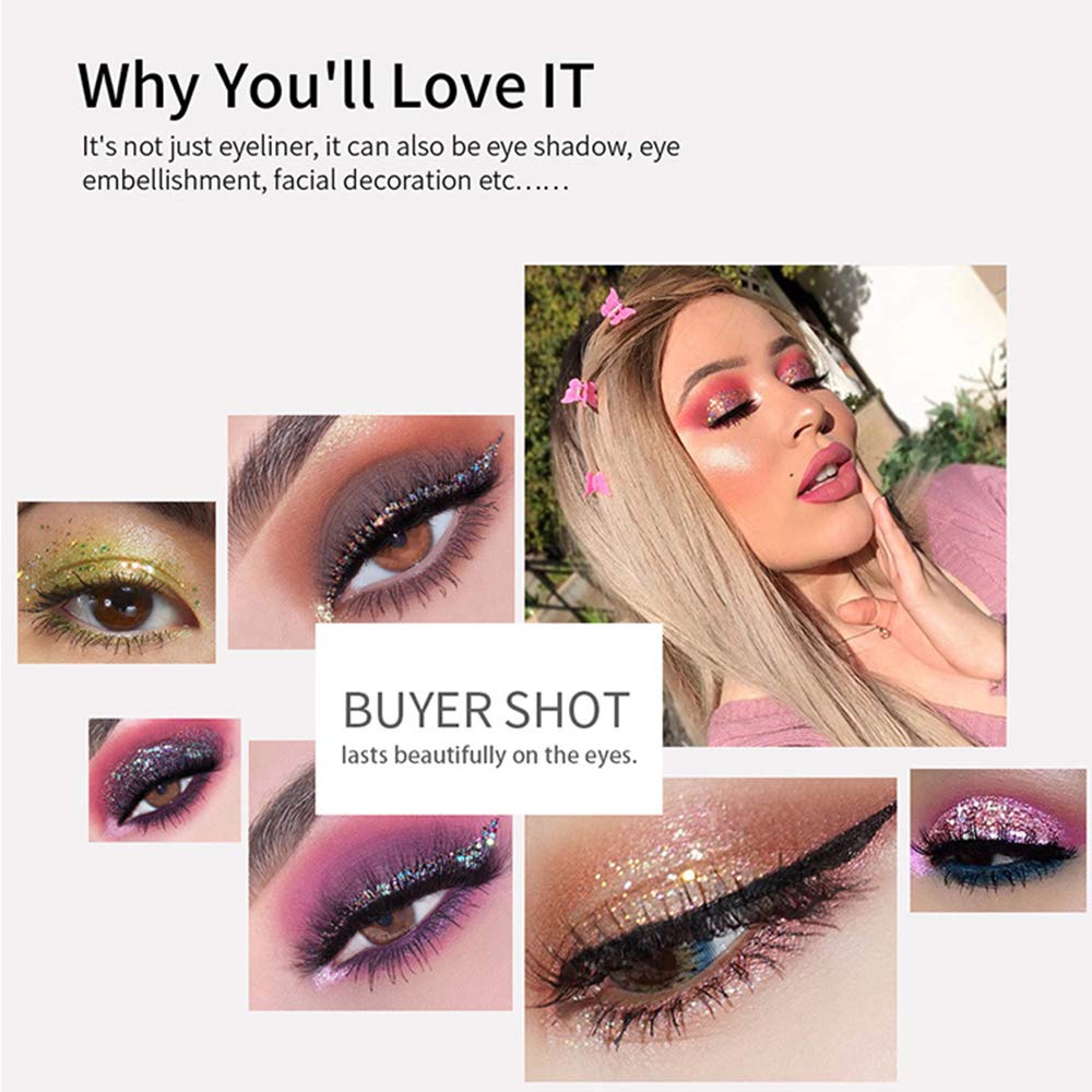 ETEDES Glitter Eyeshadow liquid Eyeliner, Long Lasting Waterproof Shimmer Metallic Glitter Eyeshadow, Eyeliner EyeShadow 4 clours (Styles #3)