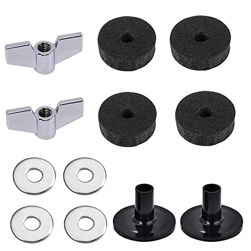 Cymbal Replacement Accessories Cymbal Sleeves with Base Wing Nuts Cymbal Felts Hi-Hat Clutch Felt Hi Hat Cup Felt&Cymbal Washer (B-12)
