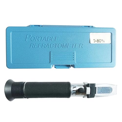 KYKYK Refractometer, W50 Hand Held 0-80% Alcohol Refractometer ATC Spirits Tester Meter Alcoholometer Liquor Wine Content Tester with Retail Box for Fruit, Homebrewing, Juice, Vegetables