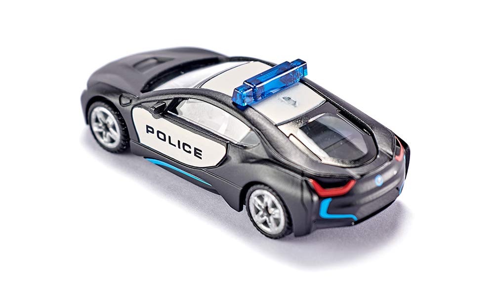 Siku 1533, BMW i8 US Police Car, Metal/Plastic, Black/White, Versatile, Toy Vehicle for Children