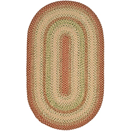 SAFAVIEH Braided Collection 2'6" x 4' Rust / Multi BRD303A Handmade Country Cottage Reversible Accent Rug