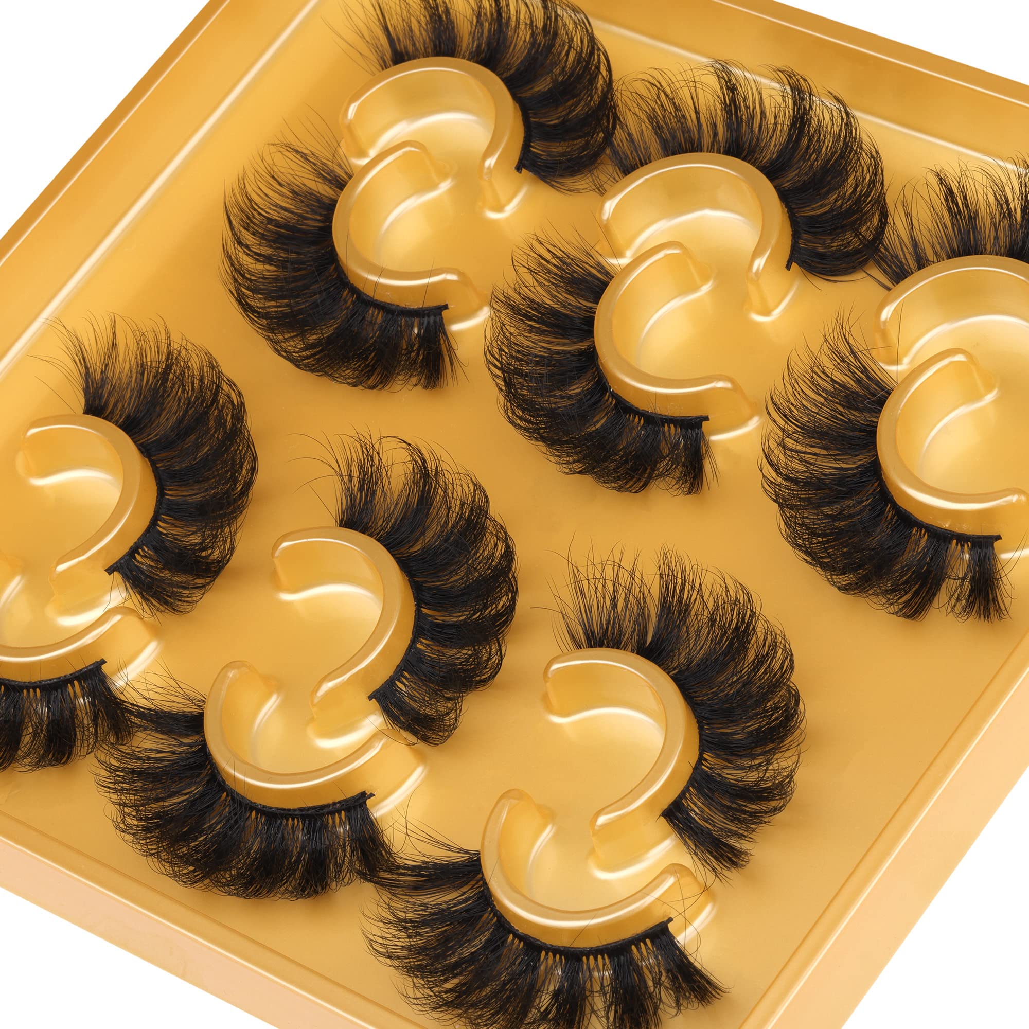False Eyelashes Fluffy D Curl Mink Lashes 20mm Long Dramatic Fake Lashes 6D Wispy Full Volume Eye Lashes 6 Pairs by Pleell