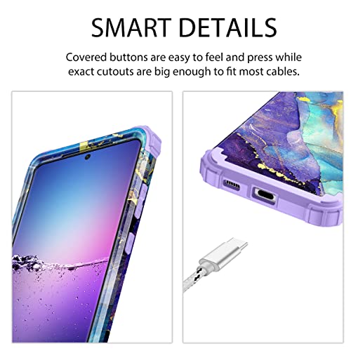 Rancase for Galaxy S21 Ultra 5G Case,Three Layer Heavy Duty Shockproof Protection Hard Plastic Bumper +Soft Silicone Rubber Protective Case for Samsung Galaxy S21 Ultra 5G 6.8 inch,Purple
