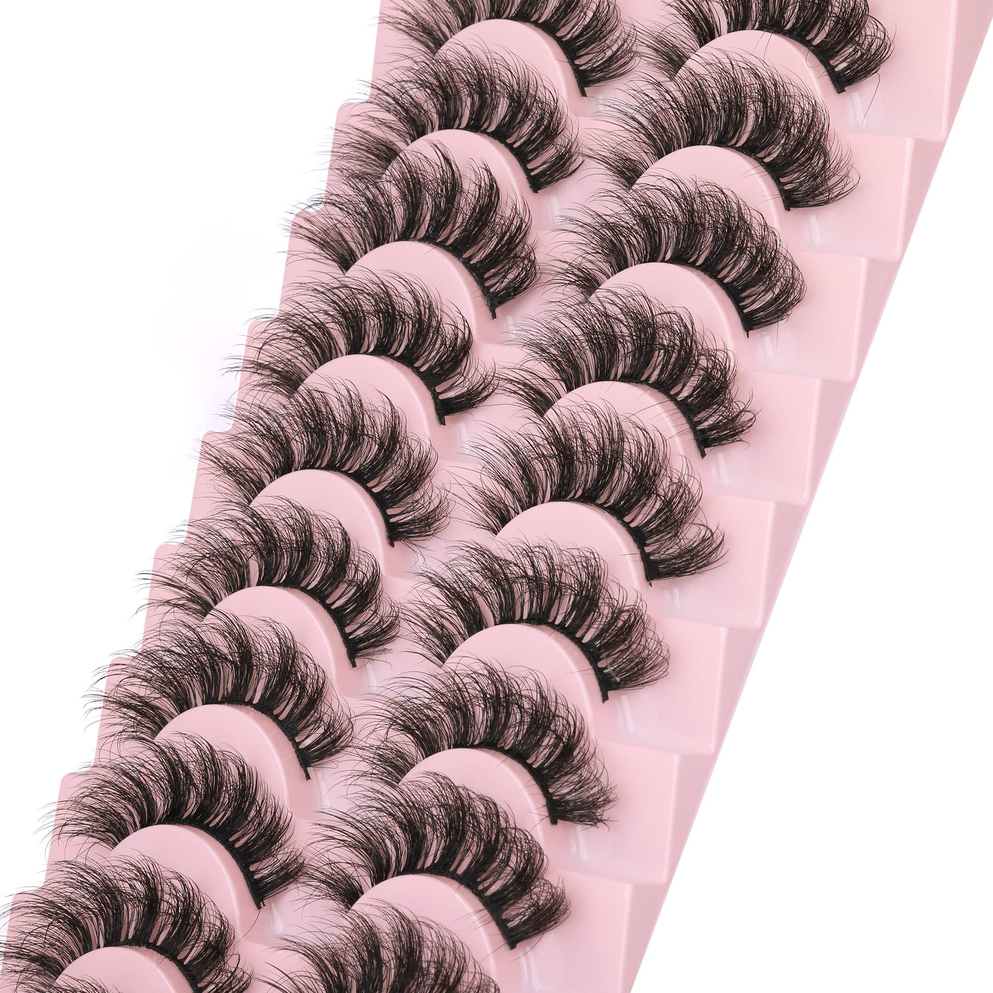 False Eyelashes 16mm Fluffy Lashes That Look Like Extensions Strip Eyelashes Wispy Cat Eye Lashes Pack 3D Faux Mink Lashes Natural Look by Zegaine 10 Pairs