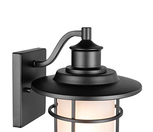 Globe Electric44625 1-Light Outdoor Indoor Wall Sconce, Matte Black, Frosted Glass Shade
