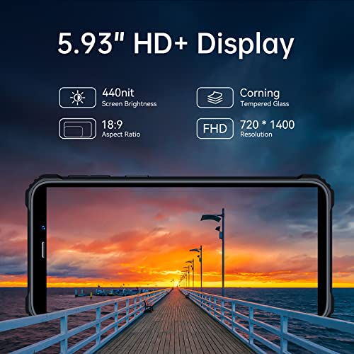 OUKITEL WP20 Pro Rugged Smartphone, 4GB+64GB Octa-Core 5.93" Rugged Phone Android 12, 6300mAh Battery, IP68 Waterproof, 20MP Camera, Global Version 4G LTE Cell Phone, Face ID+Fingerprint, NFC, Orange