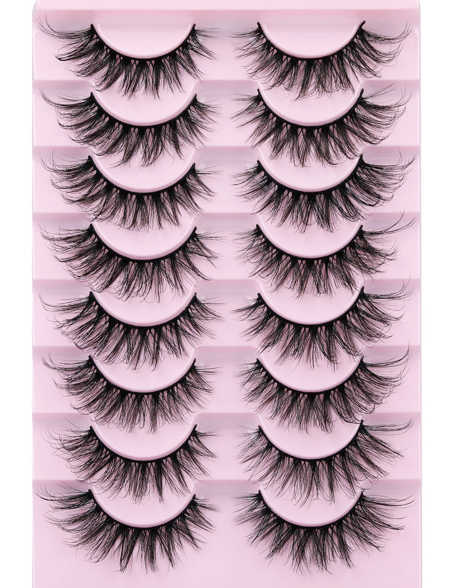False Eyelashes Natural Mink Lashes Wispy Fluffy Cat Eye Lashes Soft 8 Pairs Eye Lashes Pack by Pawotence