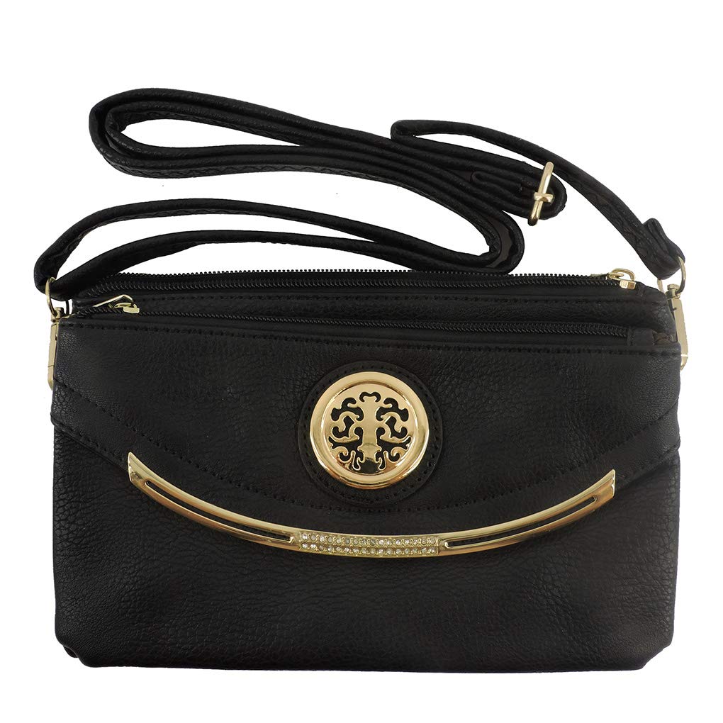 Silver Fever Fashion Crossbody - Hipster Mini Purse - Indie Designed Handbag (Black Accordion)