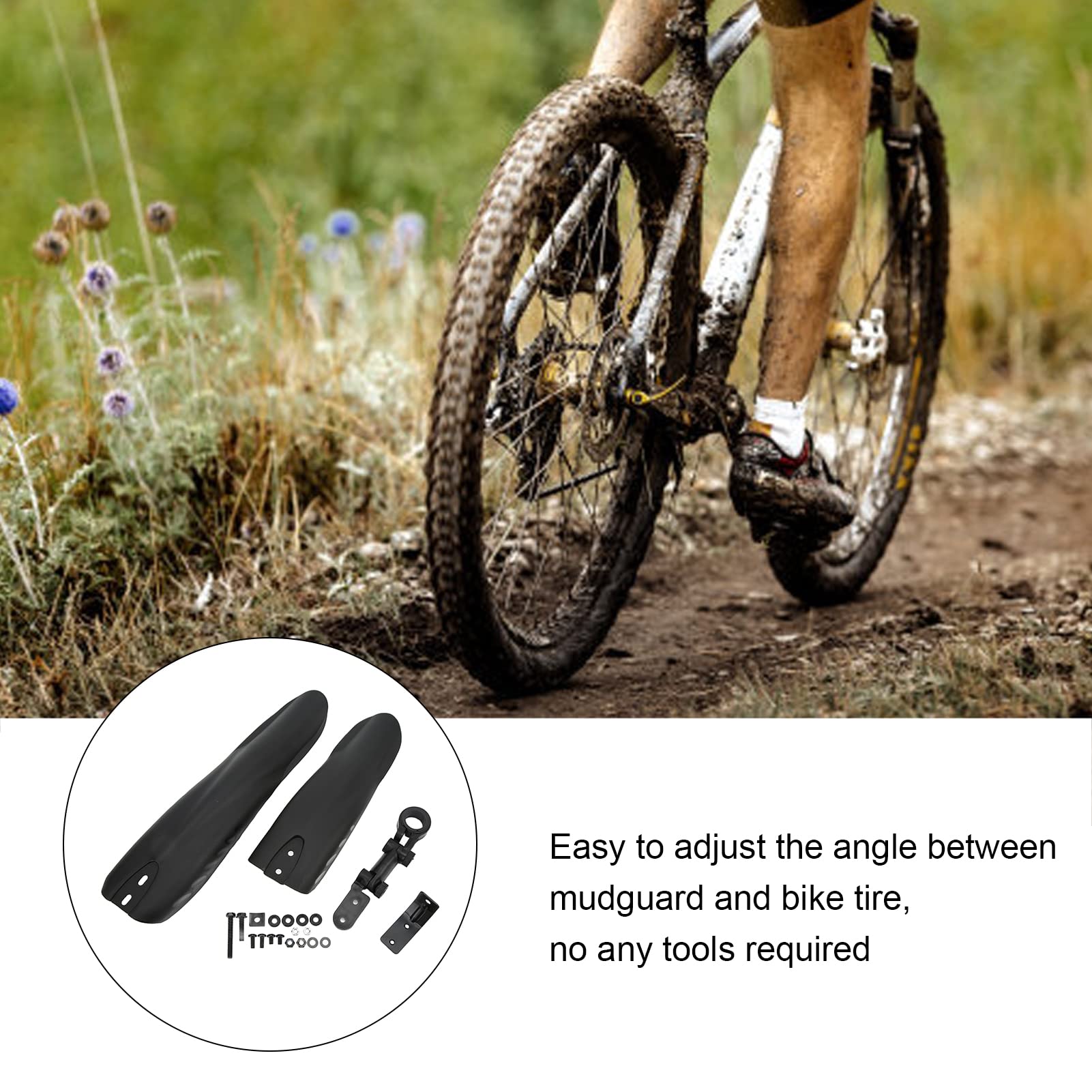 Cycling Tire Splash Guard, High Strength Adjustable Angle Plastic Anti Deformation Rustproof Bicycle Mud Guard Firm for Road Bikes