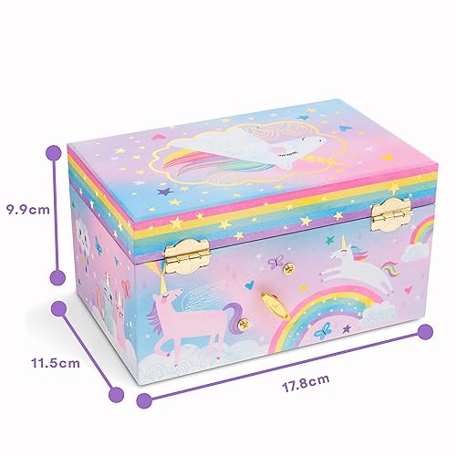 Jewelkeeper Girl's Musical Jewelry Storage Box with Pullout Drawer, Cotton Candy Unicorn Design, The Beautiful Dreamer Tune