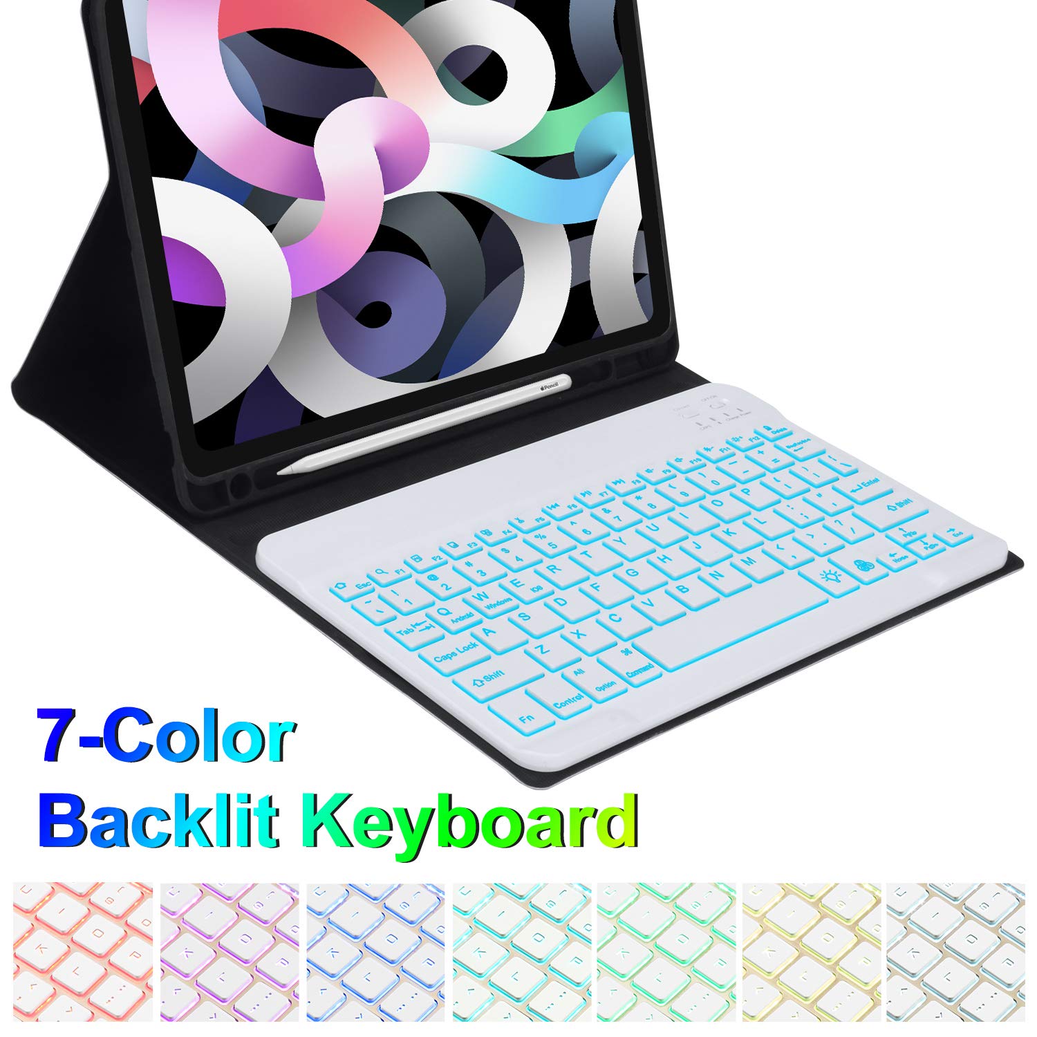 D DINGRICH Wireless Removable Keyboard with Pencil Holder, RG - US English