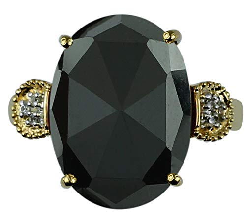 Carillon Black Spinel Oval Shape 7.9 Carat Natural Earth Mined Gemstone 10K Yellow Gold Ring Unique Jewelry for Women & Men