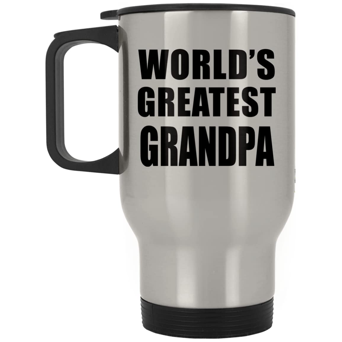 Designsify Gifts, World's Greatest Grandpa, Silver Travel Mug 14oz Stainless Steel Insulated Tumbler, for Birthday Anniversary Valentines Day Mothers Fathers Day Party, to Men Women Him Her Friend