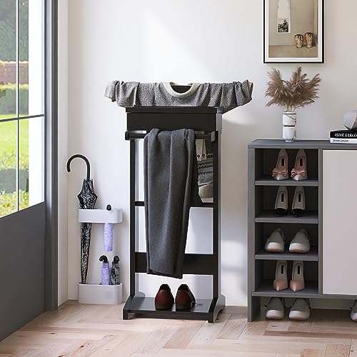 GLSCASA Valet Stand Clothes Hat Rack Storage Organizer Display Free Standing,Wardrobe Valet For Men Black