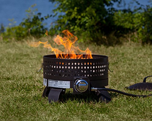Fire Sense 62133 Sporty Campfire Portable Fire Pit LPG Gas 60,000 BTU Outdoor Firepit Includes Propane Stand Included - Dark Bronze - Round - 15"