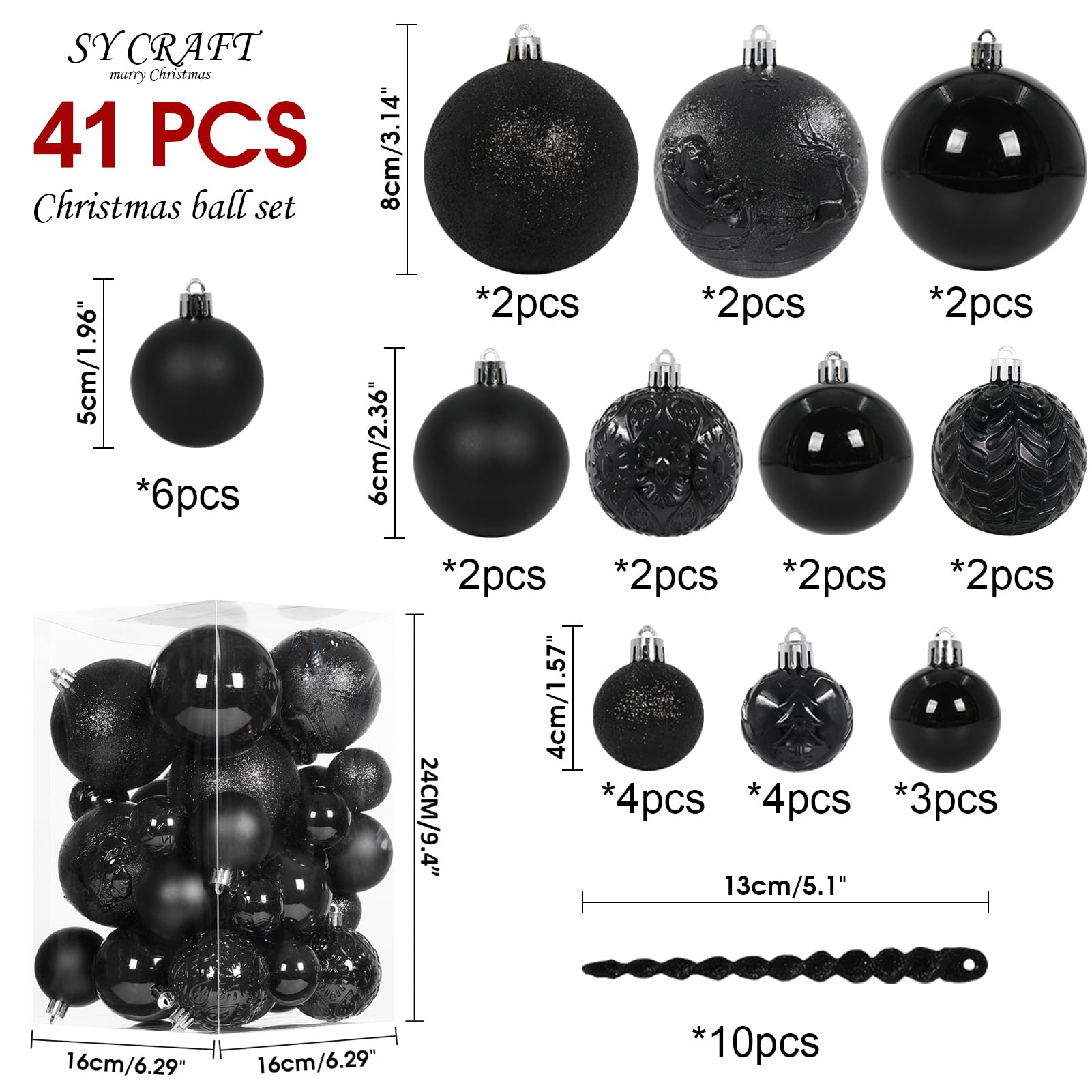 Christmas Ball Ornaments for Christmas Decorations - 45 Pieces Xmas Tree Shatterproof Ornaments with Hanging Loop for Holiday and Party Decoration