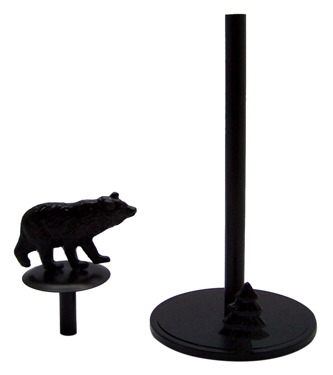 Country Log Cabin Decor Metal Bear Paper Towel Holder, 15 Inch