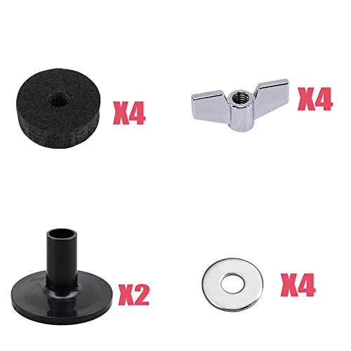 Cymbal Replacement Accessories Cymbal Sleeves with Base Wing Nuts Cymbal Felts Hi-Hat Clutch Felt Hi Hat Cup Felt&Cymbal Washer (B-12)