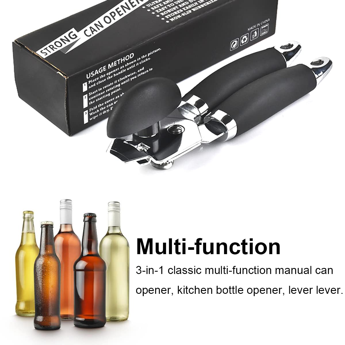 Can Opener, Manual Duty Can Opener, Safety Can Opener, Can Opener Manual, Suitable for Elderly People with Aalloy Inflammation Save Time and Energy