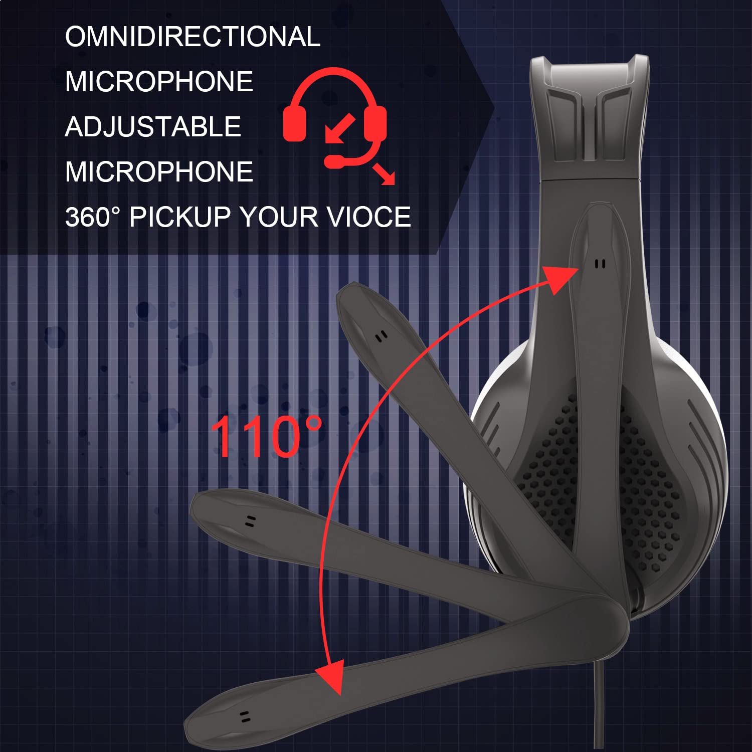 Gaming Headset PC Headphones for Xbox One PS4 PS5 Computer Laptop Tablet Smartphones with Microphone - A9Plus Black White