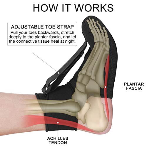 OneBrace Breathable Plantar Fasciitis Night Splint Sock - Soft Stretching Boot Splint for Aching Feet & Heel Relief,Achilles Tendonitis Foot Support Brace for Right or Left Foot(M)