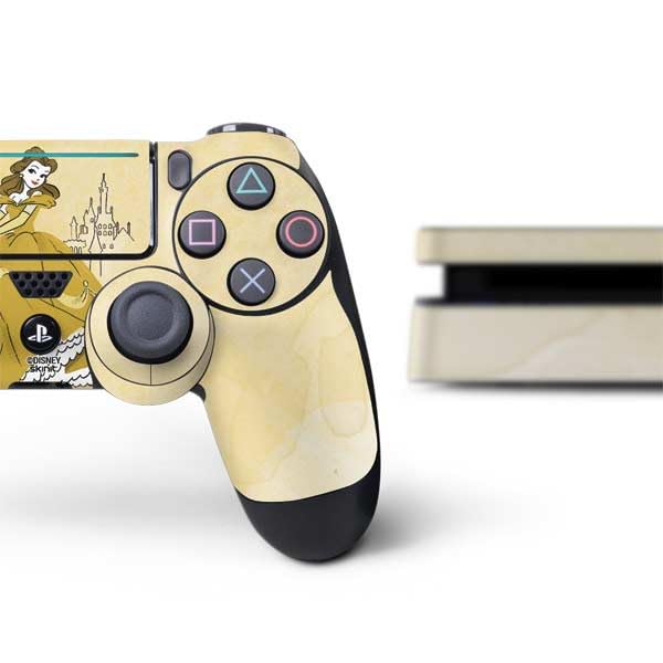 Skinit Decal Gaming Skin Compatible with PS4 Slim Bundle - Officially Licensed Disney Princess Belle Art Design