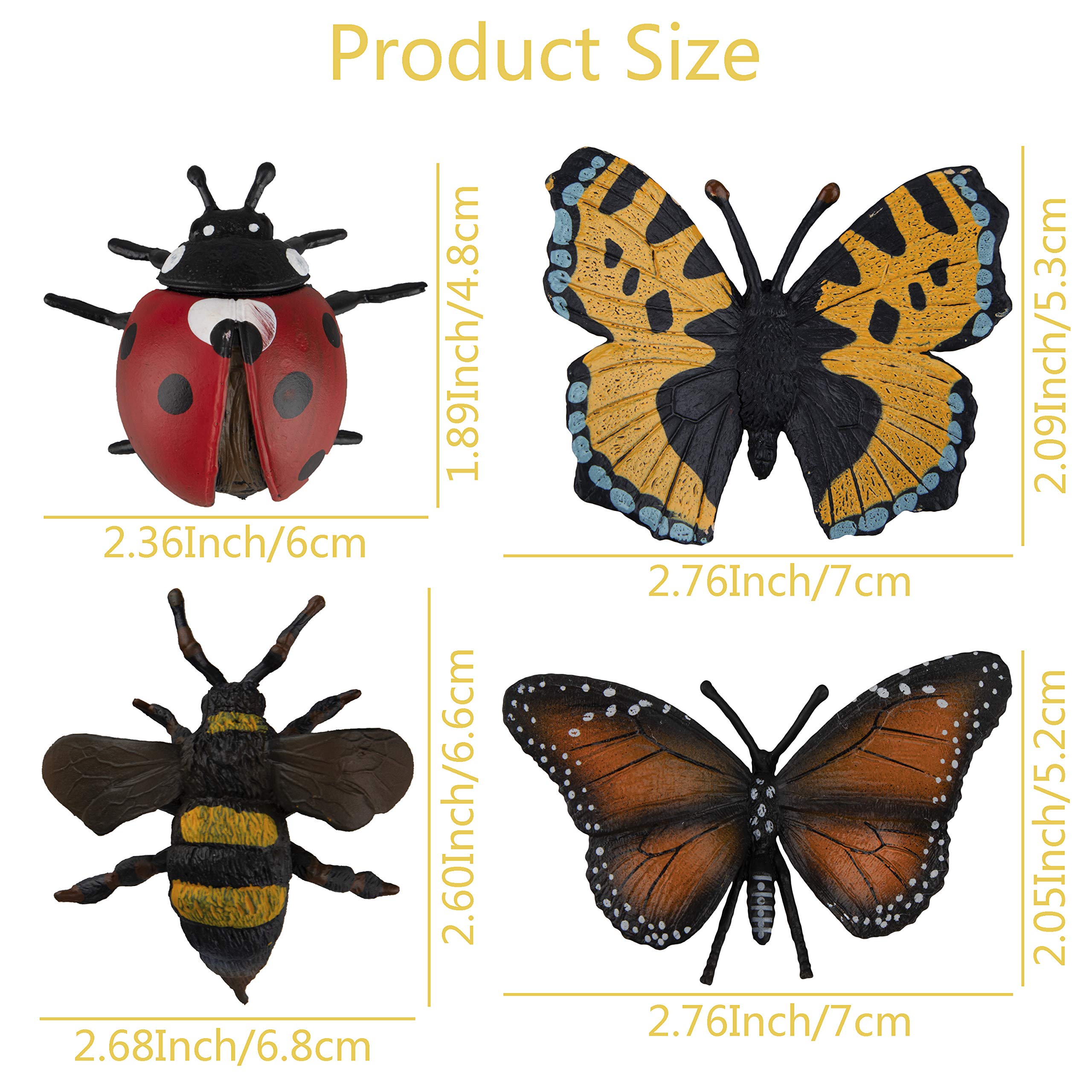 Toymany 12PCS Realistic Bugs Figures Toys - Plastic Insects Figurines Set with Bee Beetle Mantis Spider Ladybug Butterfly Scorpion - Halloween Party Favor School Project Gift for Kids Toddlers