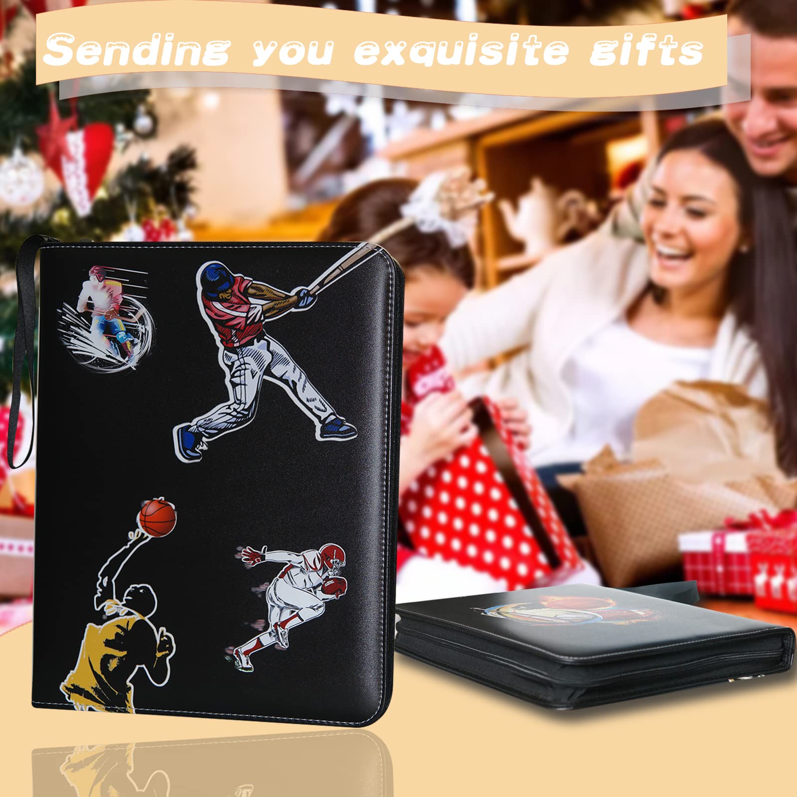 COYORO Large Capacity Sports Card Binder with Zipper, 9 Pocket, Fits 900 Cards, Waterproof, Durable PU Leather Exterior