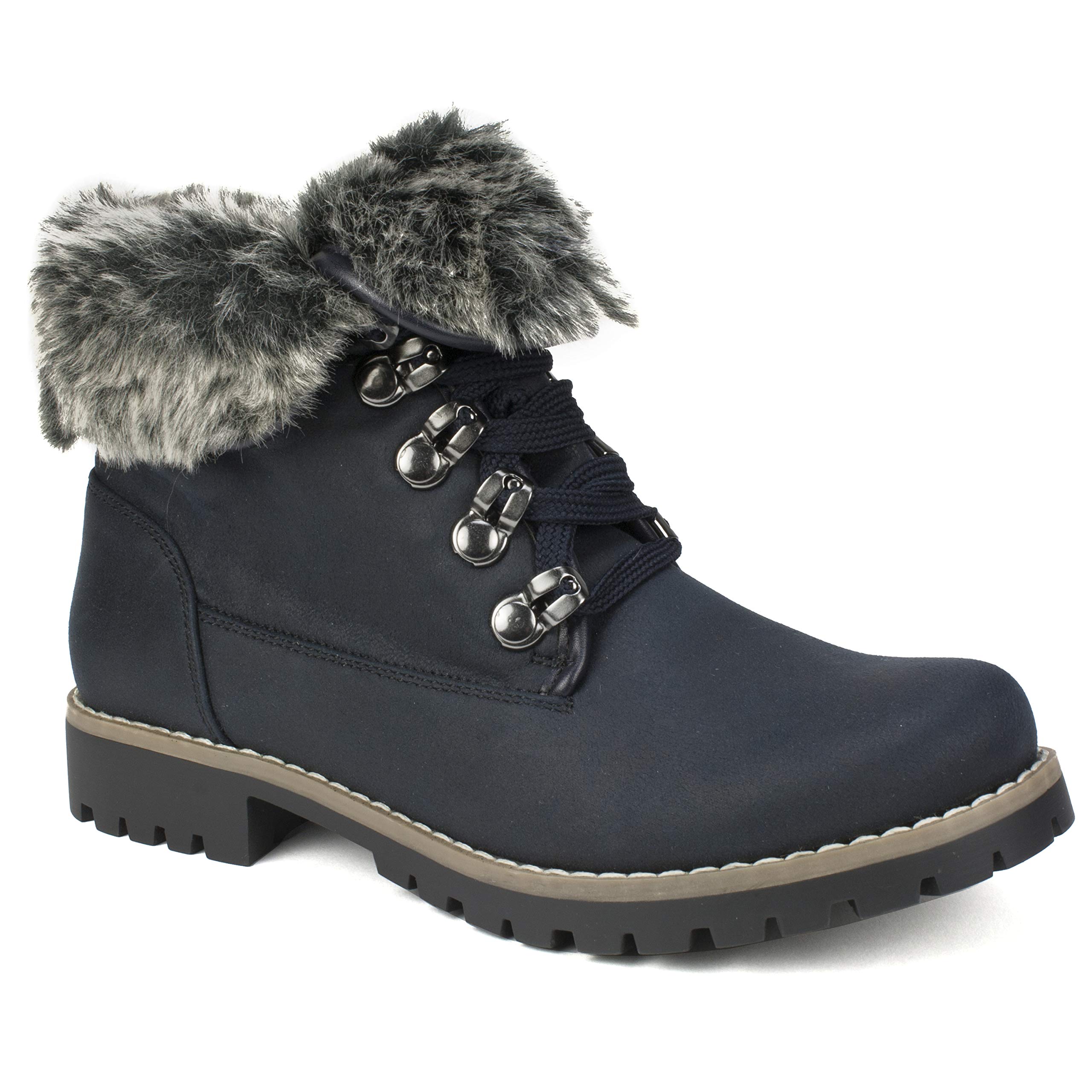 CLIFFS BY WHITE MOUNTAIN Shoes PADDINGTON Women's Boot, NAVY/FABRIC/DISTRESSED/FAB, 8 M
