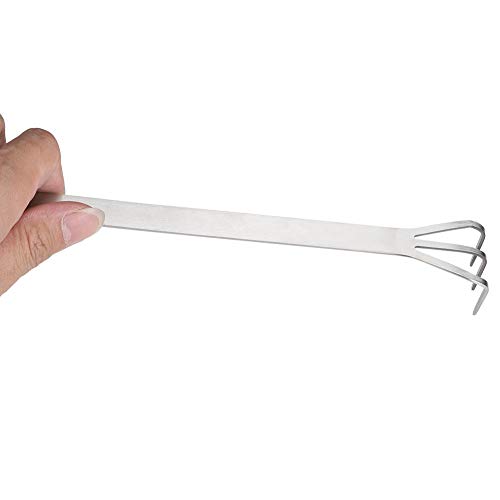 Gardening Rake, 2 in 1 Stainless Steel 3-Prong Loosen Soil Bonsai Tree Gardening Tool Root Rake and Spatula Patio Lawn Garden