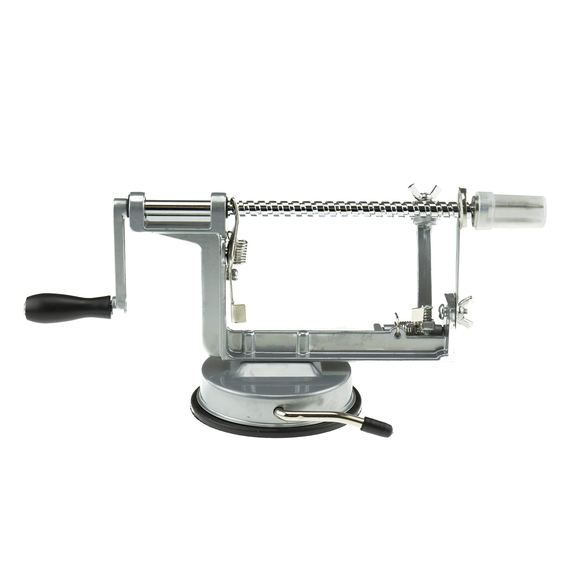 Clever Chef Professional Heavy Duty Apple Peeler with Suction Base, Premium Stainless Steel Manual Corer and Fruit and Veggie Slicer, Silver