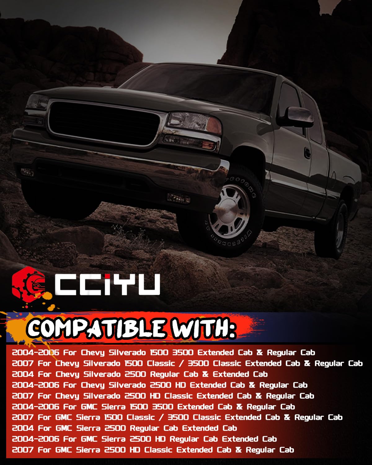 cciyu Light Gray and Black Window Switch Bezel Front Left Drivers Side Replacement Fits for Chevy Silverado 1500 2500 3500 2004-2006 for GMC Sierra 1500 2500 3500 2004-2006 Replace 89045124