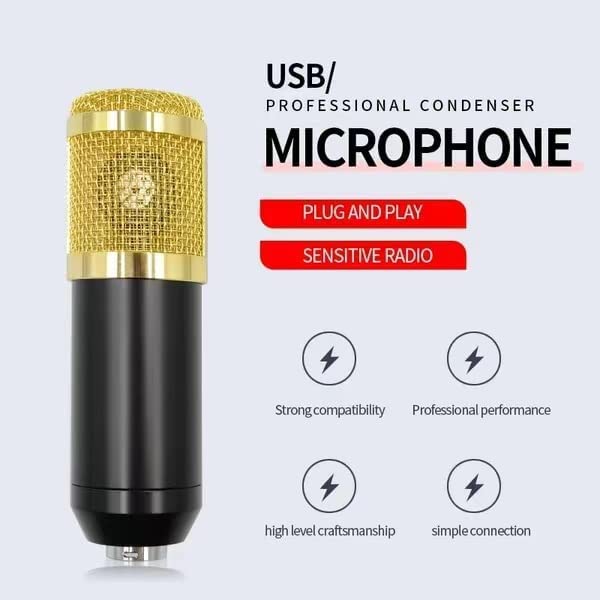 CYXZIM Professional Studio Microphone Kit, USB Condenser Recording Mic with Boom Arm for Gaming, Podcast, Live Streaming, Recording and YouTube Videos