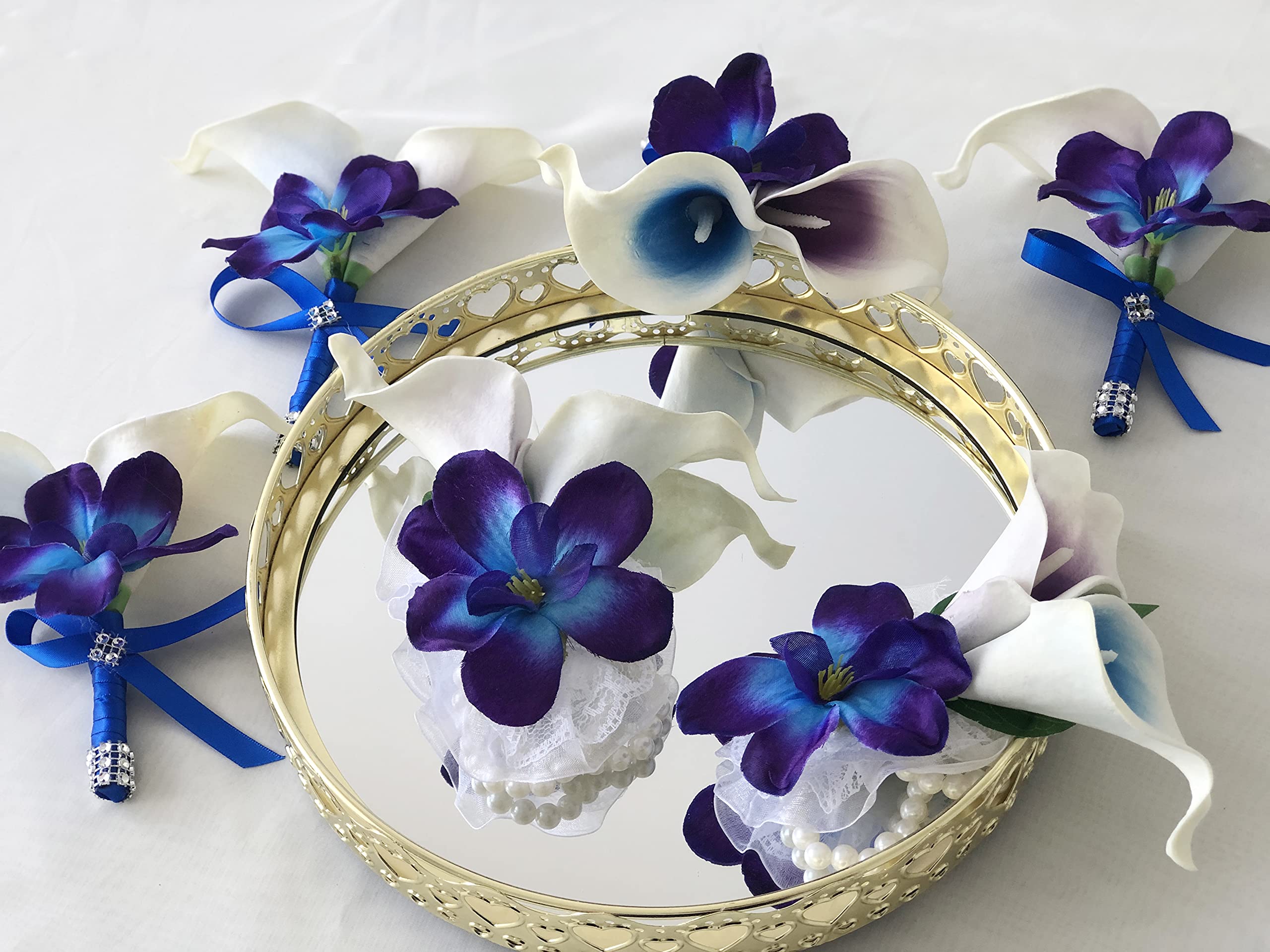 Carlita’s Blooms Artificial Flowers 50pcs Galaxy Orchids Flowers Head Purple Blue Orchid Artificial Orchids Head Only for DIY Bouquets Wedding Party Centerpiece Decor