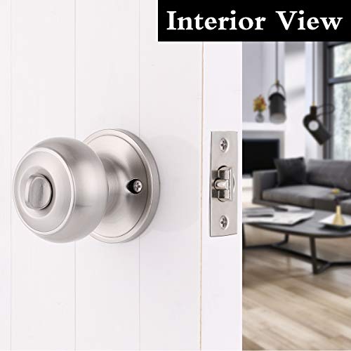 Gobrico Round Satin Nickel Keyed-Alike Entry Locks Knobs 6Pack, Front Enry Door Knobs with Lock and Same Key, Round Ball Style Locksets Door Handles