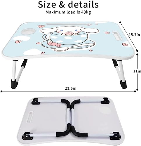 Kawaii Laptop Desk Foldable Kawaii Bed Desk Table Cute Folding Breakfast Tray Portable Lap Standing Desk Notebook Stand Reading Holder for Bed/Couch/Sofa/Floor