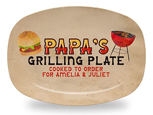 Personalized Barbecue Grilling Plate Custom Christmas Gifts for Dad Custom BBQ Grill Platter Daddy's Grilling Plate Gift Ideas for Grandfather Serving Trays Serving Plates for Fish Dish, Steak