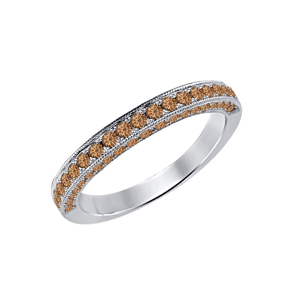 Dabangjewels 14K White Gold Plated Created Red Garnet Half Eternity Wedding Band Ring For Women's